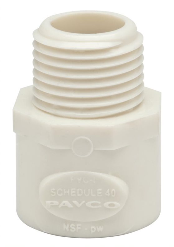 Adapter macho de pvc 1/2'' para agua potable calibre 40 | Implosa
